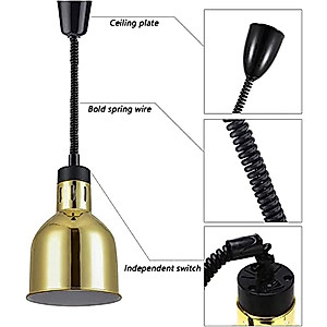 FUNNYBSG Commerical Food Heat Lamp, Retractable Ceiling Heat Lamp, Food Heat Lamp for Steak Pizza, Catering Kitchen Restaurant Chandelier Keep Food Warm