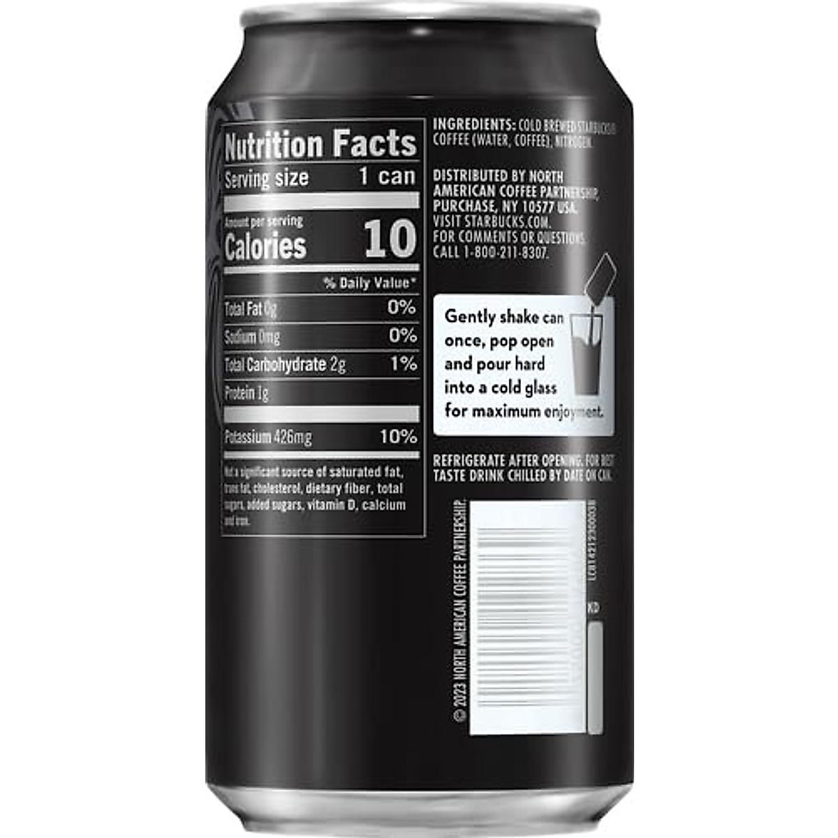 Starbucks Nitro Cold Brew Coffee, Black Unsweetened, 9.6oz Can