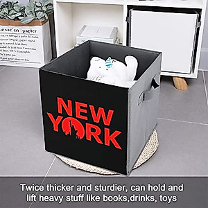 New York City Collapsible Storage Bins Basics Folding Fabric Storage Cubes Organizer Boxes with Handles
