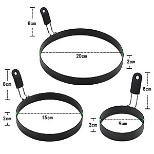 Egg rings 3 Packs Stainless Steel Egg Rings for Frying Eggs Nonstick Large Pancake Mold And Pancake Rings for Griddle (Set of 3)