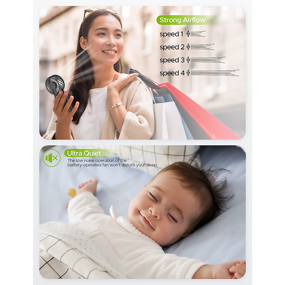 Portable Handheld Fan, 4000mAh Rechargeable Battery Operated Small Desk Fan, Neck Fan with Lanyard & LCD Display, Foldable, 4 Speeds Small Fan Suitable for Outdoor/Camping/Travel/Office…