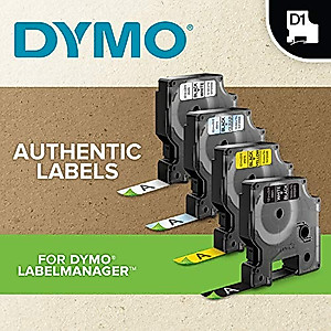 DYMO Authentic Standard D1 Labeling Tape for LabelManager Label Makers, Black Print on White Tape, 3/4'' W x 23' L, 1 Cartridge (45803)