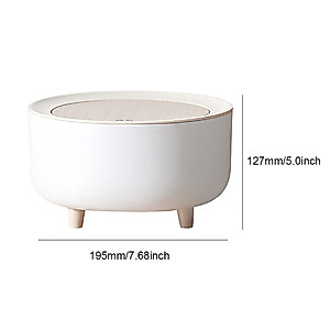 LVOERTUIG Desktop Trash Can with Lid,2L Press-Type Mini Trash Can,Portable Desk Rubbish Bin Bed Office Trash Can Waste Basket Compact Covered Closable Trash Bin(White)