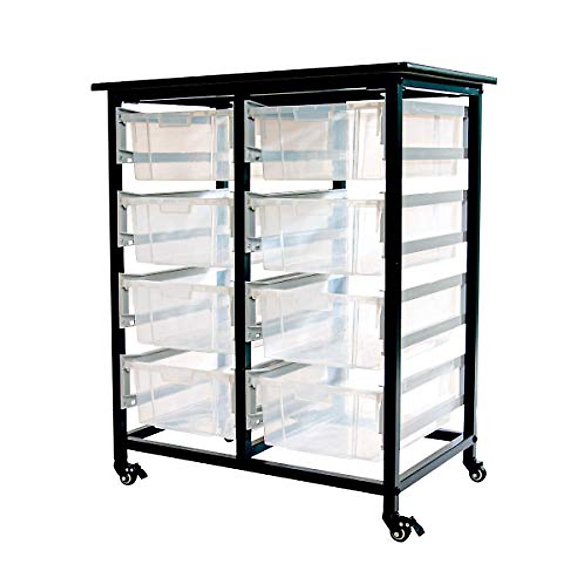 Luxor Mobile Bin Storage Unit – Double Row with Large Clear Bins