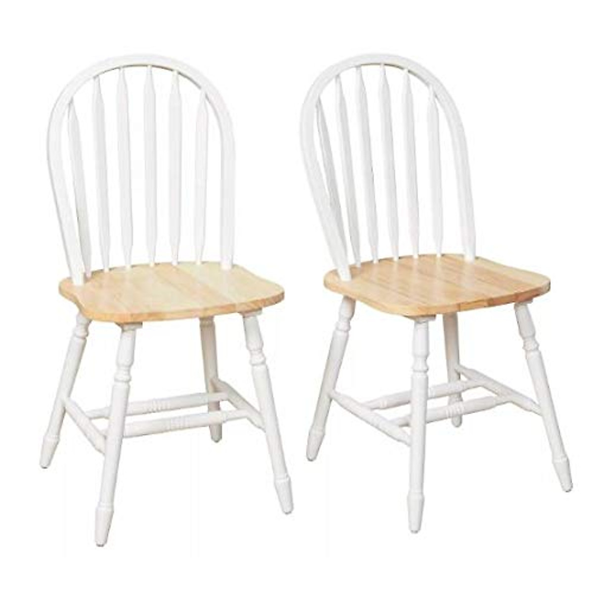 Target Marketing Systems, Inc. Set of 2 Carolina Windsor Classic Farmhouse Style Dining Chair (White/Natural)