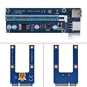 Mini PCI E to PCI Express16x Extender Riser Adapter, SATA Power Cord Converter for Video Card Mining Adopt 4 Solid-State Capacitors, 6pin Interface on The Graphics Card etc.