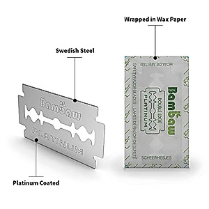 Safety Razor Blades | Swedish Steel Replacement Razor Blades | 100 Pack - 18 to 24 months supply | Bambaw