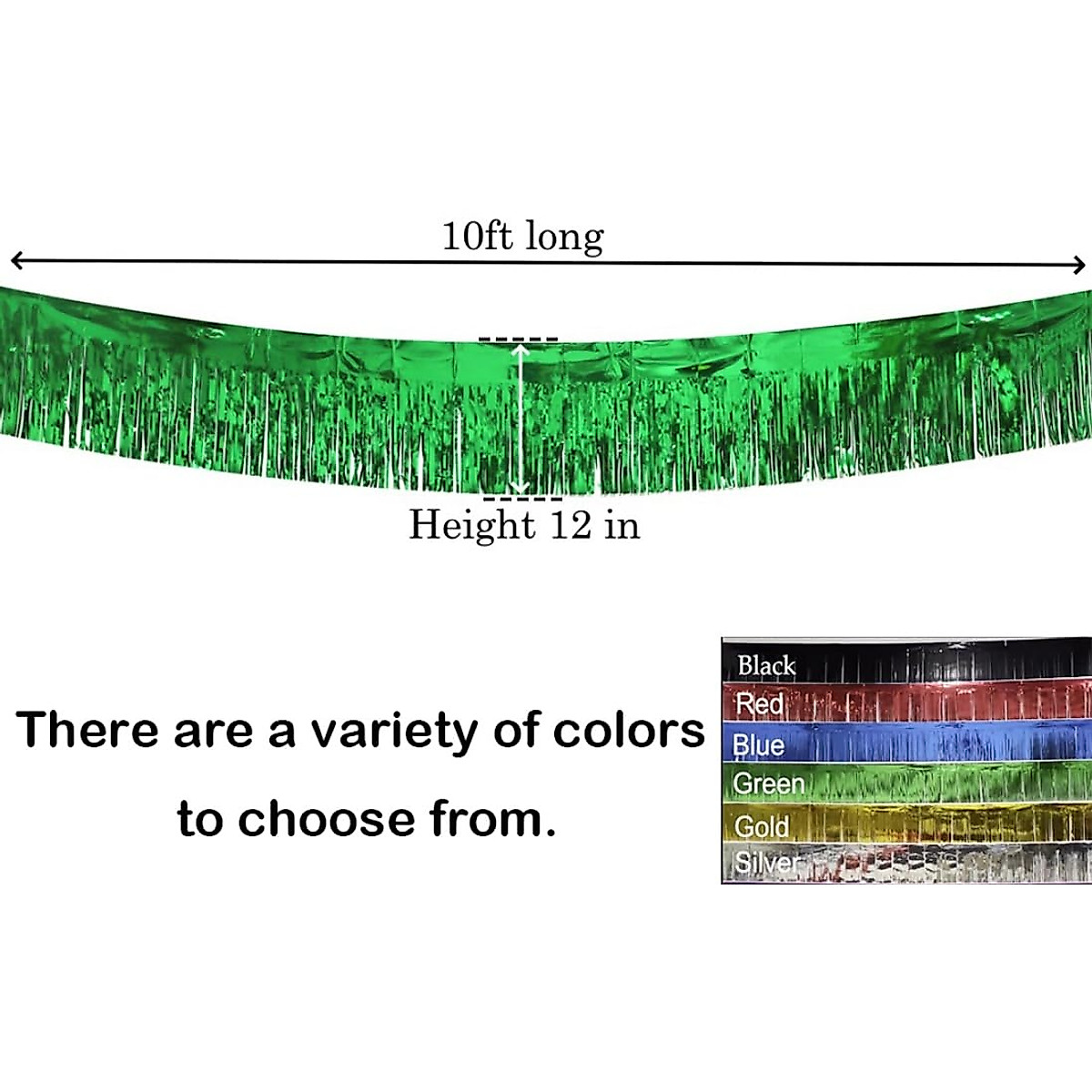 iiCheerful 4 Pack Green Total 40 Feet Foil Fringe Garland Metallic Tinsel Banner Wall Hanging Drapes Parade Float Skirting Decorations for Trailer Mardi Gras Party Birthday Wedding Baby Shower (Green)