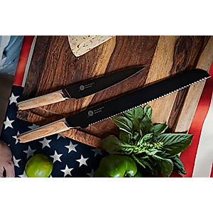 Everdure German Steel Professional Utility Knife, 6 Inch Knife with Titanium Coated Blade and Pakka Wood Handle, Perfect Kitchen Knife for Slicing Sandwiches, Cheese, Vegetables, and More