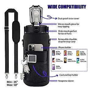 futaiphy Half Gallon Water Bottle With Sleeve 64oz (2L) Inspirational Water Bottle With Straw and Time Stamp, Drinkable Leak-Proof Tritan BPA-Free Bottle, Large Water Jug for Gym,Sports Bottles