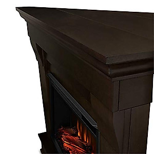 BOWERY HILL Contemporary Corner Electric Fireplace Mantel Heater with Remote Control, Adjustable Led Flame 1500W in Dark Walnut