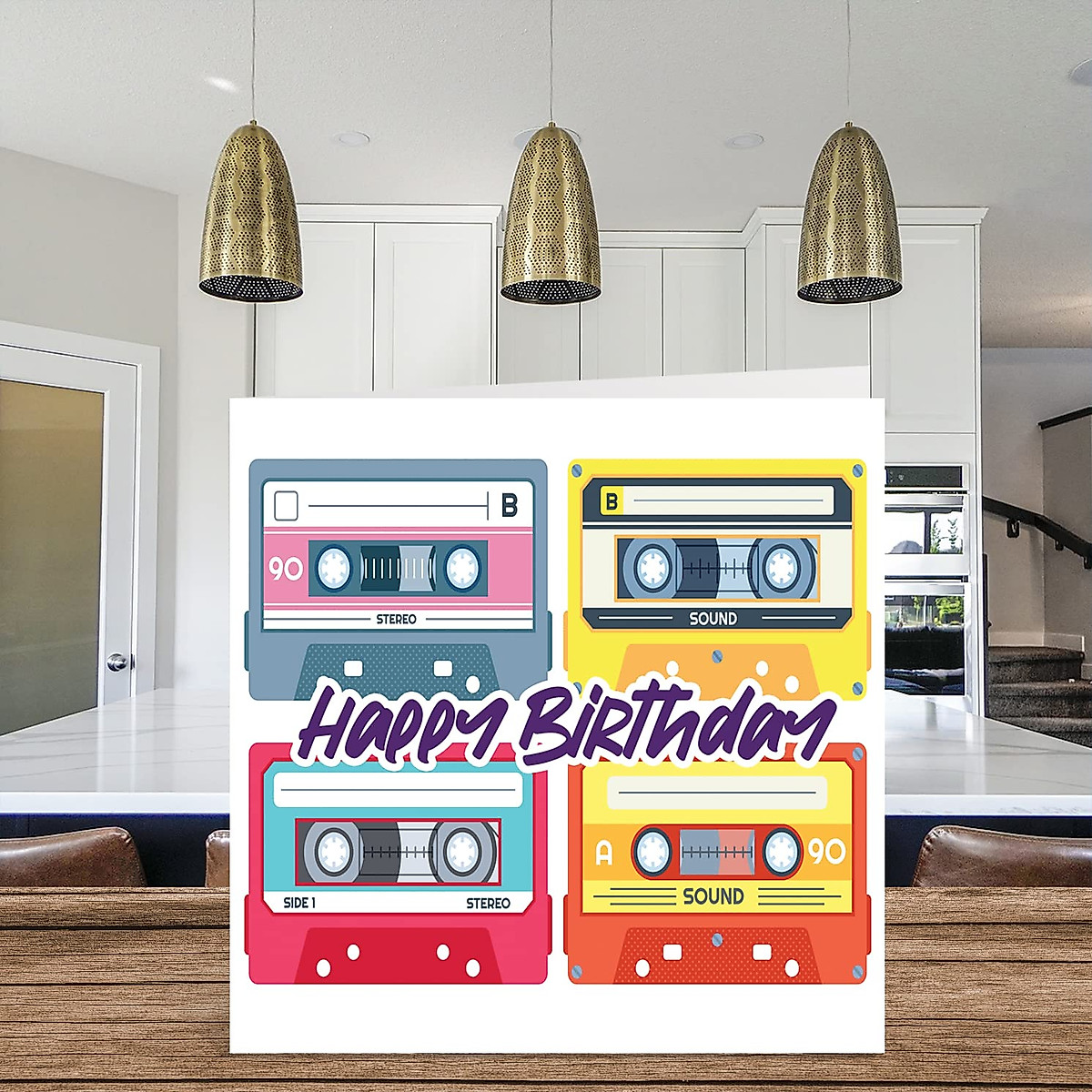 Retro Birthday Cards for Men Women - Music Cassette Tapes - Classic Birthday Card for Son Daughter Brother Sister Mum Dad Uncle Auntie Nan Grandad, 145mm x 145mm 30th 40th 50th Bday Greeting Cards