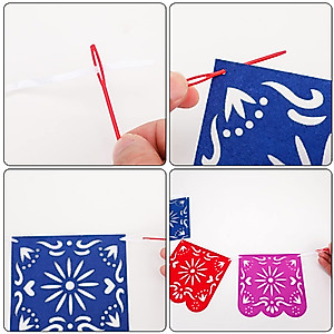 Qpout 2 Pieces Mexican Party Decorations Banners, Felt Colorful Day of the Dead Papel Picado Banner, Fiesta Birthday Baby Shower Party Decorations, Dia De Los Muertos Garland, Cinco de Mayo Flags