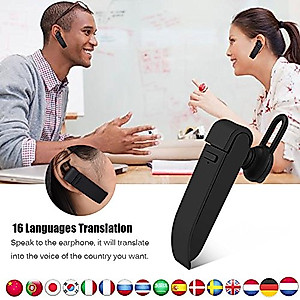 Multi-Language Translator Bluetooth Wireless Earphone Portable Business Headphone 16 Languages Translation Earphone -Black