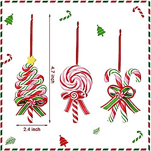 6 Pieces Christmas Candy Ornaments Lollipop Ornament Candy Cane Hanging Decor Peppermint Christmas Tree Decoration Fake Candy Canes Crafts for Xmas Wreath Party Supplies Red and White (Basic Style)