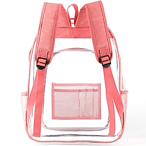 Keepcross Pink Clear Backpack for Women Girls,Heavy Duty Clear Bookbags for School College Work Security
