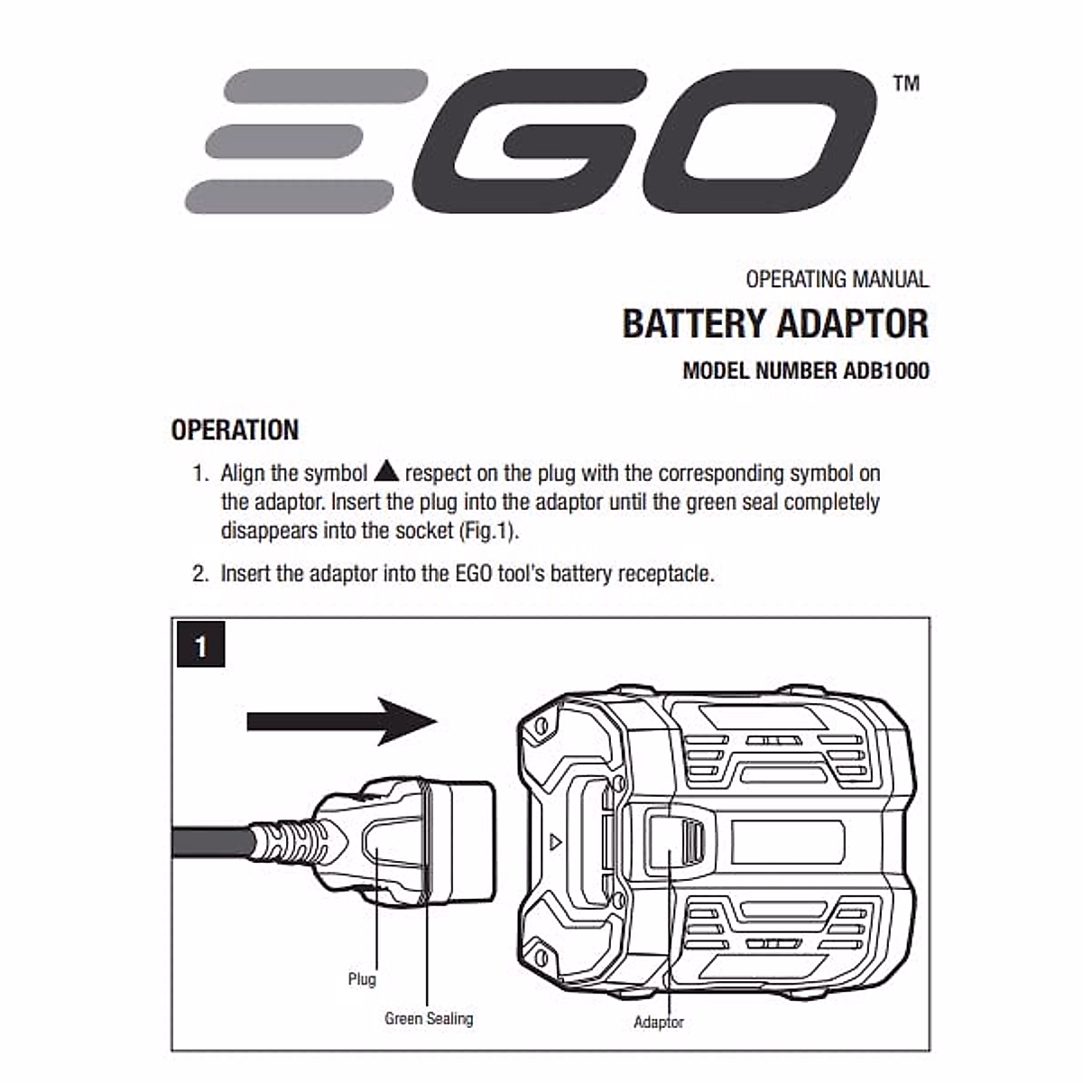EGO Power+ Commercial Series ADB1000 Adaptor for Model BAX1501/ BH1000/BHX1000