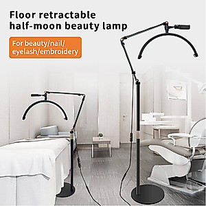 MEDSPALINE 20W LED Lash Lamp, Floor Half Moon Lamp for Eyelash Extensions, Esthetician, Eyebrow Technician, Tattoo Artists - Rotating Half-Moon Head, Shadowless Lighting, Adjustable Brightness.