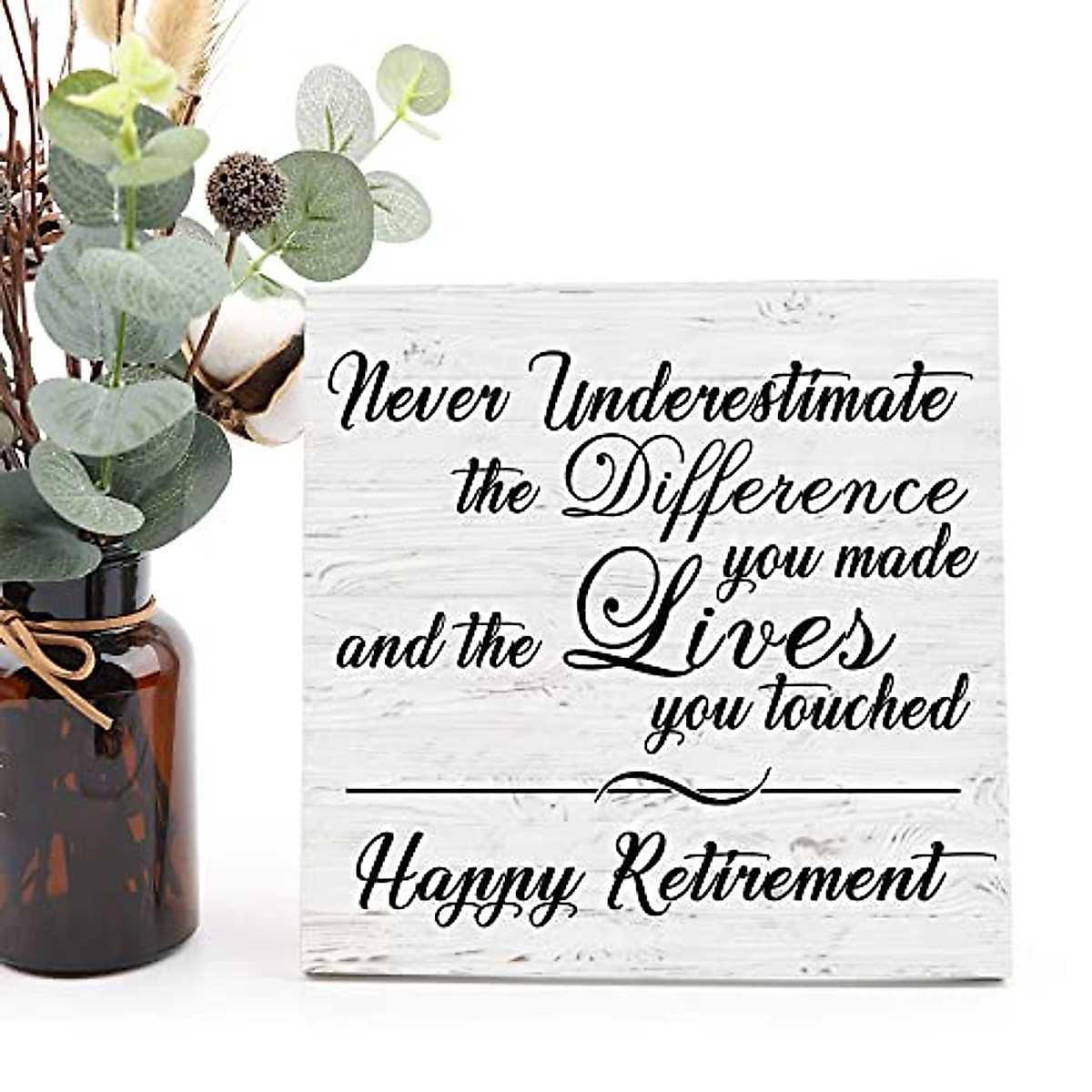 Happy Retirement Wooden Plaque, Retirement Sign for Men, Retirement Gifts for Women, Appreciation Gift For Boss, Colleague, Co-worker, Teacher, Friend, Retiring Present Idea And Stand