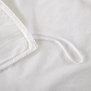 ZJZC Art White Duvet Cover Queen Size with Tassels,100% Cotton Boho Farmhouse Bedding Set 3 Pieces with Pillow Shams Super Soft and Breathable Bed Set for All Seasons (White, Queen)