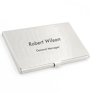 OACREMEMBERED Personalized Silver Brushed Stainless Steel Business Card Holder Case - Free Engraving