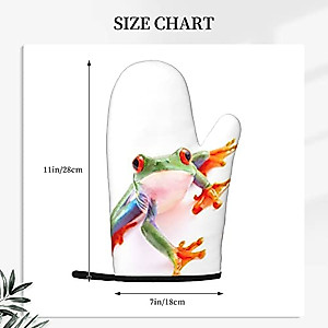 Red Eyed Monkey Tree Frog Printed Silicone Anti-Scald Gloves, Oven Mitts, Used for Cooking, Grilling, Kitchen Oven Gloves.
