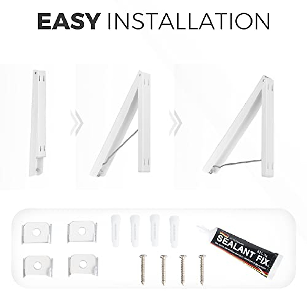 Ainpota 2 Pack Clothes Drying Rack Triangle Wall Mounted Drying Rack Clothing Laundry Drying Rack Collapsible with Rod for Laundry and Indoor，White