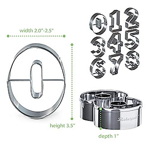 Bakerpan Stainless Steel Cookie Cutter Number Shapes Set 3 1/2 Inch with Bonus Dough Cutter