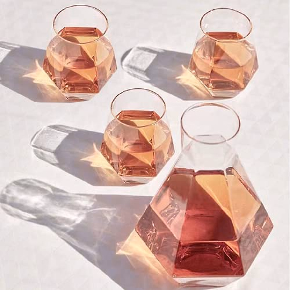 Cadamada Wine Decanter,Diamond Carafe Set with Cork Ball Stopper,Delicate Decanter Set for Tequila, Brandy, Scotch & Vodka, Gifts, Bar & Party Decorations