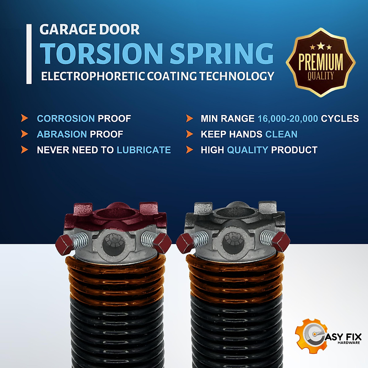 Alcan Premium Garage Door Torsion Springs - Pair (0.273 in. Wire x 2 in. D x 36 in. L) | Garage Door Spring Replacement for 7-8 Feet High Garage Doors (Right/Left)