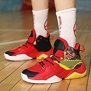 VAXAV Women's Men's Professional Sports High Top Basketball Shoes Outdoor Athletic Running Tennis Sneakers Size 11/9.5 Red