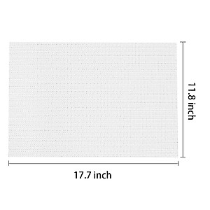 AHHFSMEI Placemats Set of 6 for Dining Table Washable Woven Vinyl Non-Slip Placemat Heat-Resistant Durable Table Mats for Dining Table Easy to Clean（White）