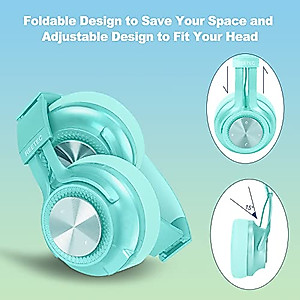 REETEC Wireless Bluetooth Headphones Over-Ear - [40 Hrs Playing Time, Soft Protein Earpads] Foldable HiFi Stereo Wireless Headphones with Microphone, Deep Bass Headset for Phone, PC, iPad - Mint Green