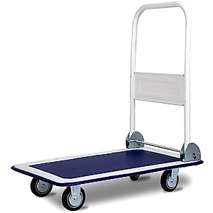 Folding Platform Truck, Hand Push Cart, Warehouse Rolling Flatbed Dolly with Swivel Wheels, 330 LBS Load Capacity, Ideal for Home, Auto, Office Use