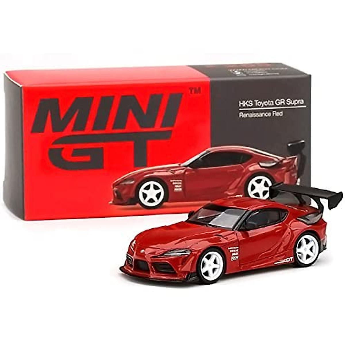 TRUE SCALE miniatures GR Supra HKS Renaissance Red w/Carbon Accents & White Wheels Limited Edition to 3000 Pieces 1/64 Diecast Model Car by True Scale Miniatures MGT00265