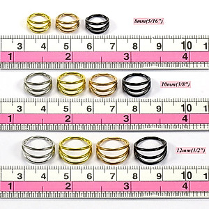 MissNity 16G 8mm Hinged Segment Nose Ring Hoop 316L Surgical Steel, 16 Gauge Triple Open Stacked Septum Clicker Cartilage Earrings Conch Daith Helix Rook Ear Lobe Piercing Jewelry, Steel