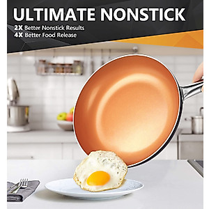 MICHELANGELO Nonstick Frying Pan with Lid, 12 Inch Copper Frying Pan with Ceramic Coating, 12 Inch Nonstick Frying Pan, Large Nonstick Skillet with Lid, Copper Pan Nonstick Pan, 12 Inch