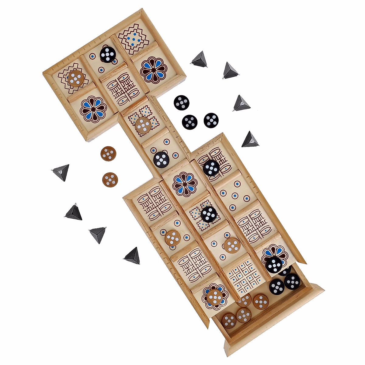 WE Games Royal Game of UR, Ancient Strategy Board Games for Adults, Solid Wood and Beautifully Designed Board with Storage Drawers, Travel Games for Adults, Table Games for 2
