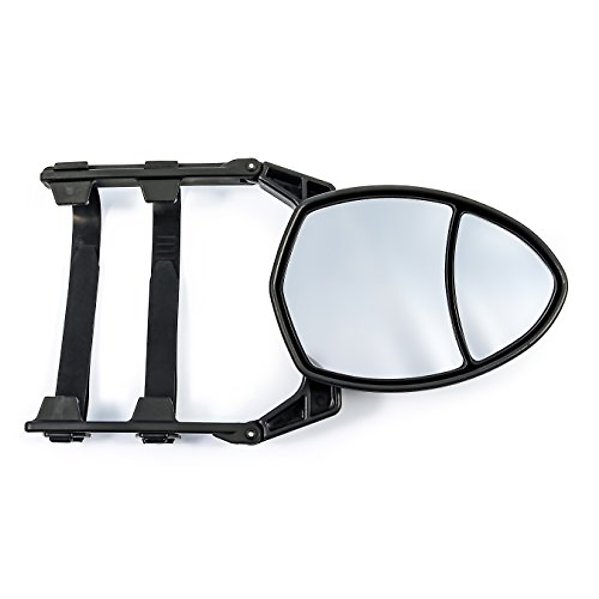 Camco Clamp-On Dual View Towing Mirror | Features 2 Independently Adjustable Mirrors and an Aerodynamic Design | Black (25653)