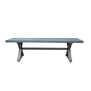 GDFStudio Modern Outdoor Aluminum Dining Bench, Dark Gray