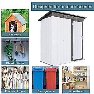 UBGO Outdoor Storage Shed, Galvanized Metal Garden Shed with Lockable Doors, Tool Storage Shed for Patio Lawn Backyard Trash Cans(5 x 3 FT)