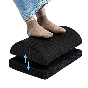 Footrest - Foot Rest for Under Desk at Work - Memory Foam Foot Stool with 2 Adjustable Height for Office Gaming & Computer Chairs - Comfortable Cushion for Back & Hip Pain Relief