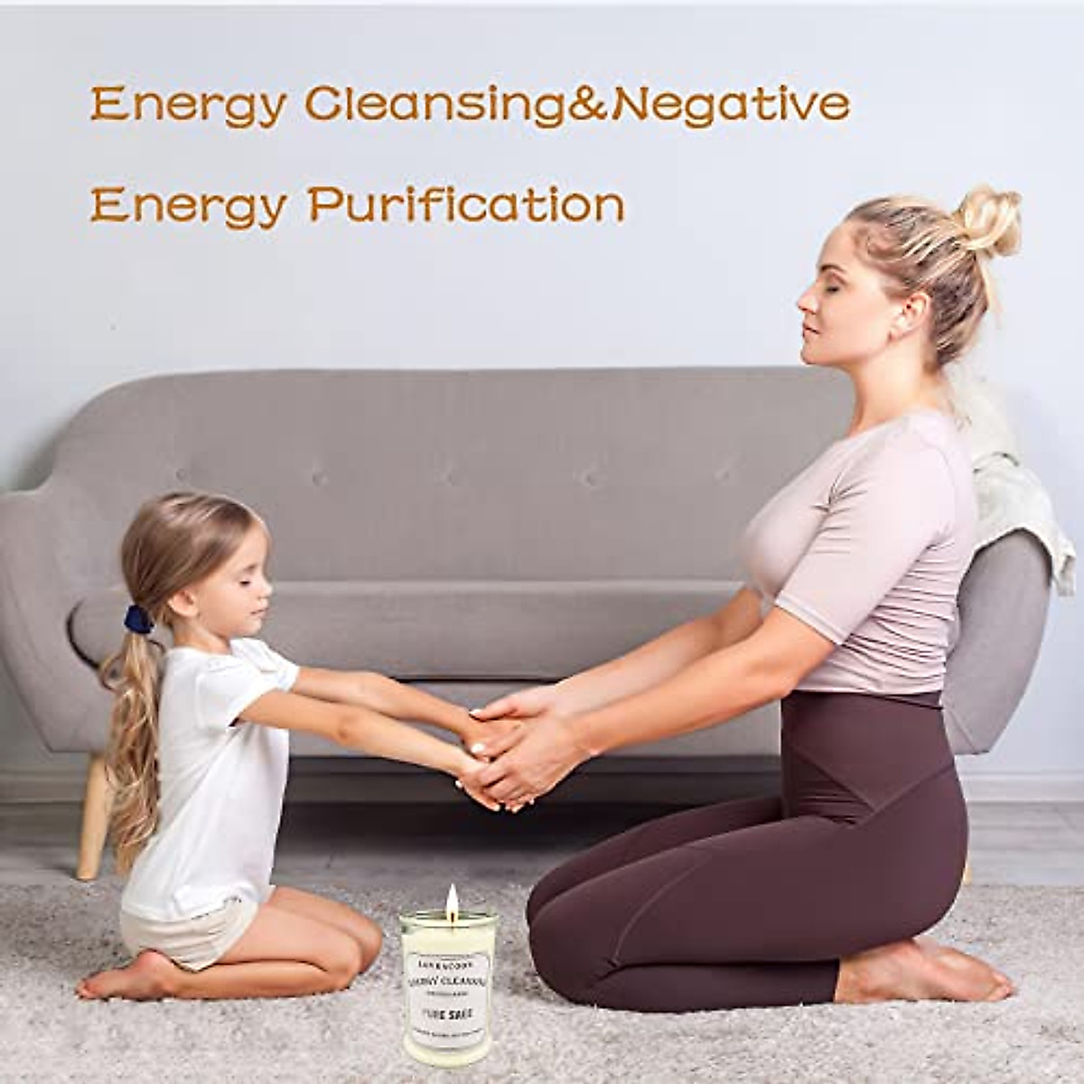 Lovracoon Pure Sage Smudge & Long Lasting Burning Jar Candle for House Energy Cleansing, Negative Energy Purification and Chakra Healing, Natural Soy Wax Jar Candle with Gift Box（White Sage,Large）