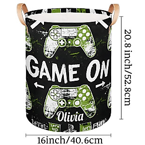 Personalized Laundry Hamper Collapsible Laundry Basket Storage Basket with Handles for Laundry, Bathroom College Dorm Game On