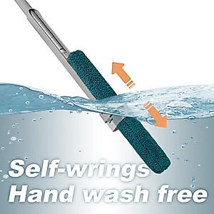 JDlife Household and Commercial Cleaning Microfiber Roller Mop- Cleaning System with 14-Inch DUST MOP with Reusable Pads, 360-spin Mop Head for Tile, Marble, Hardwood Floors Cleaning