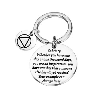 PLITI Sobriety Gift Addiction Recovery Gift Sober Gift Recovery AA Alcoholics Anonymous Birthday Gifts AA NA Gift Sobriety Keychain (Sobriety change lives)