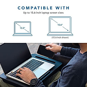 LapGear Sidekick Lap Desk with Device Ledge and Phone Holder - Black - Fits up to 15.6 Inch Laptops - Style No. 44218