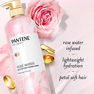 Pantene Rose Water Conditioner, Soothes, Replenishes Hydration, Safe for Color Treated Hair, Nutrient Infused with Vitamin B5 and Antioxidants, Pro-V Blends, 30.0 oz