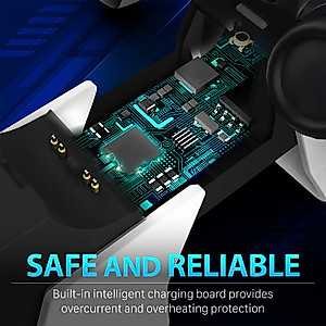 Fosmon Dual 2 Charger Station Compatible with Sony-PS5-Playstation 5 Dualsense Controllers, (Place and Charge) 3 Hours Fast Charging Dock with Intelligent Chip Overcurrent Over-Heating Protection