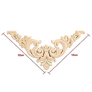 Maxmartt Rub On Decor Transfers,4PCS Wall Stickers Vintage Wood Carving Unpainted for Home Cabinet Door Decor Craft DIY Wood Color(12 x 12cm / 4.72in)